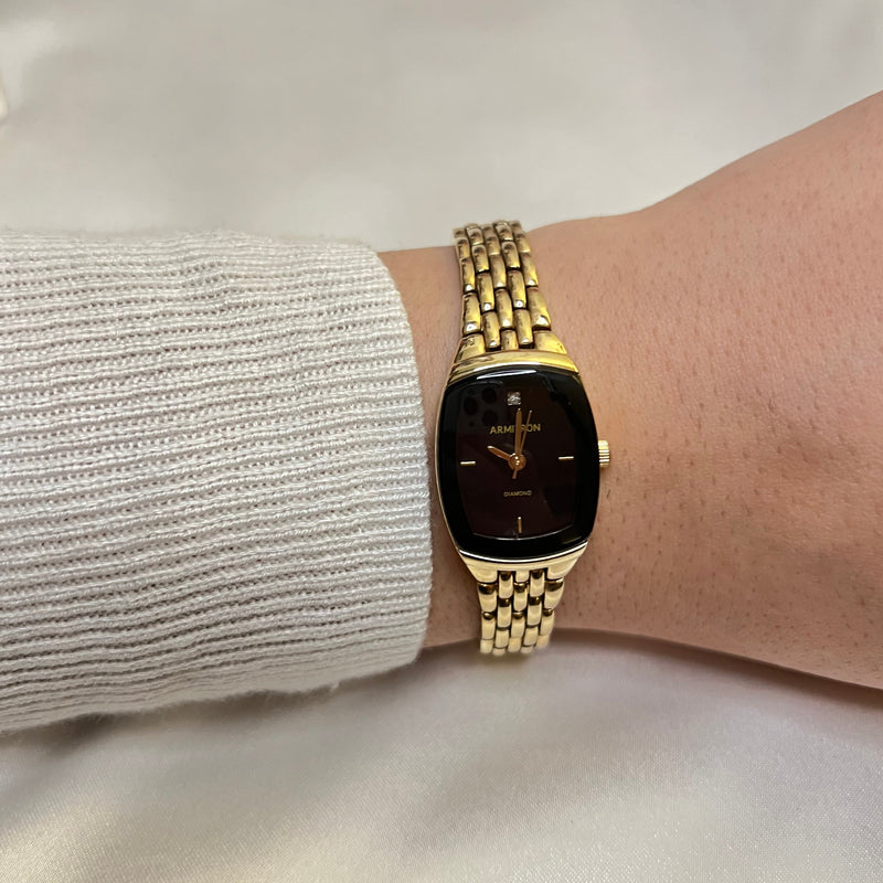 💛 Gold Square Face Watch – Dainty Dials