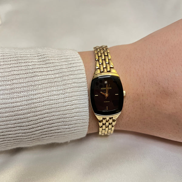 💛 Gold Square Face Watch – Dainty Dials