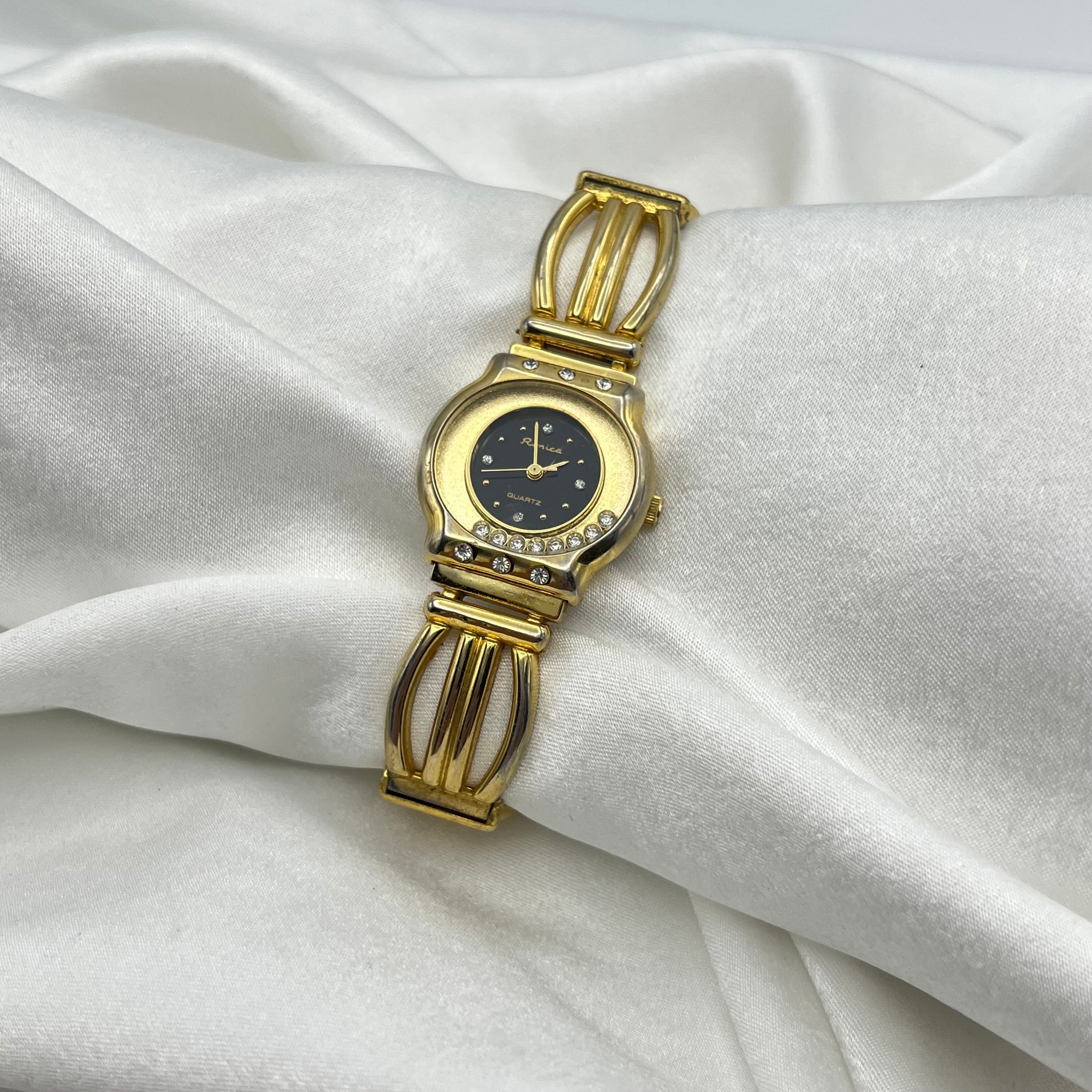Gold-Toned Diamanté Dial Watch